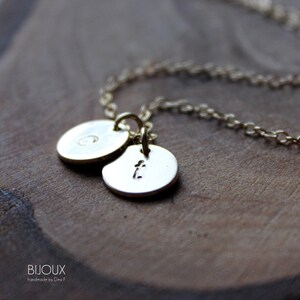 Initial Disc Necklace - Two Discs -14K Goldfilled - Etsy