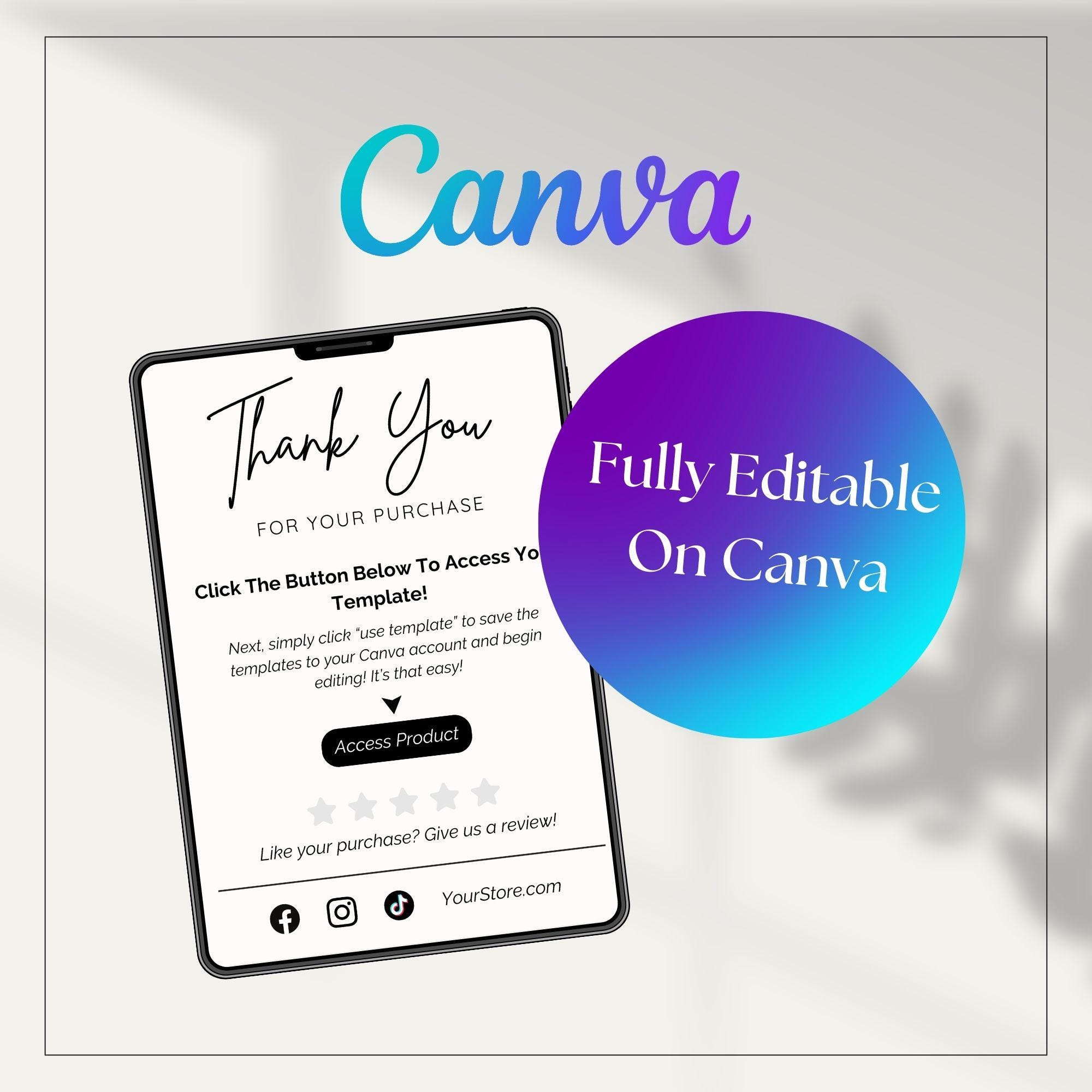 Digital Download Instruction Template, Customizable Template, Canva ...