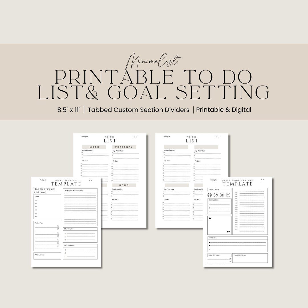 To-do List Bundle, Goal Setting Template, Goal, to Do Liste, Printable ...