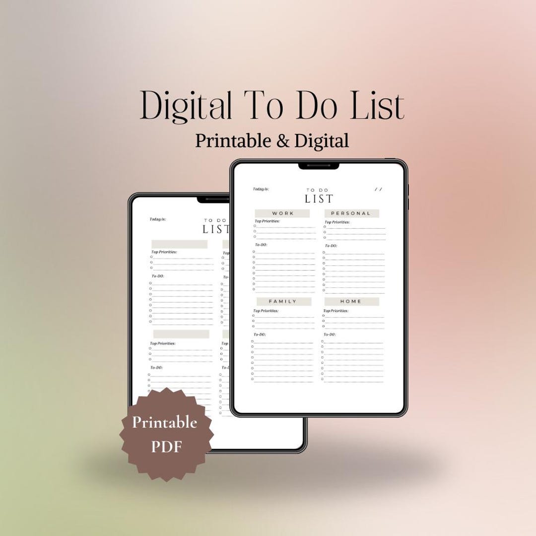 Digital To-do List Template, To-do List Printable, To-do List, To-do ...