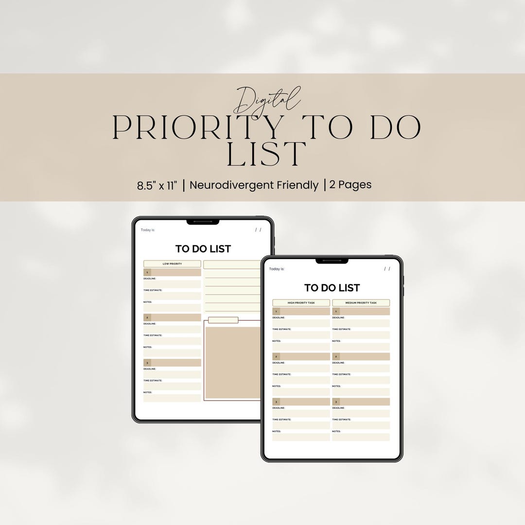 Minimalist To-do List: Priority Organizer (digital Download) - Etsy