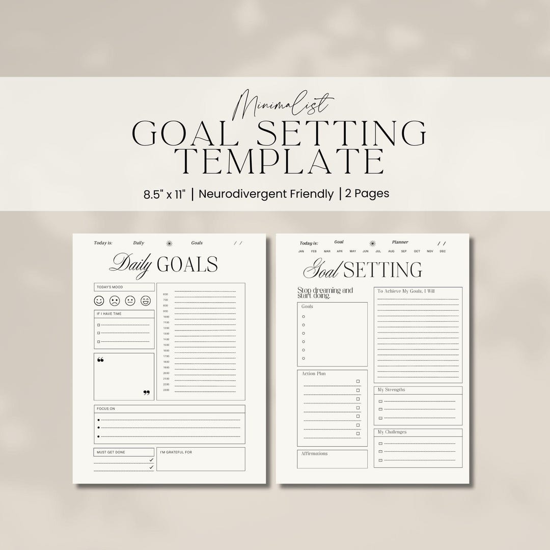 Printable Goal Setting Template: Daily & Weekly Planner (digital ...