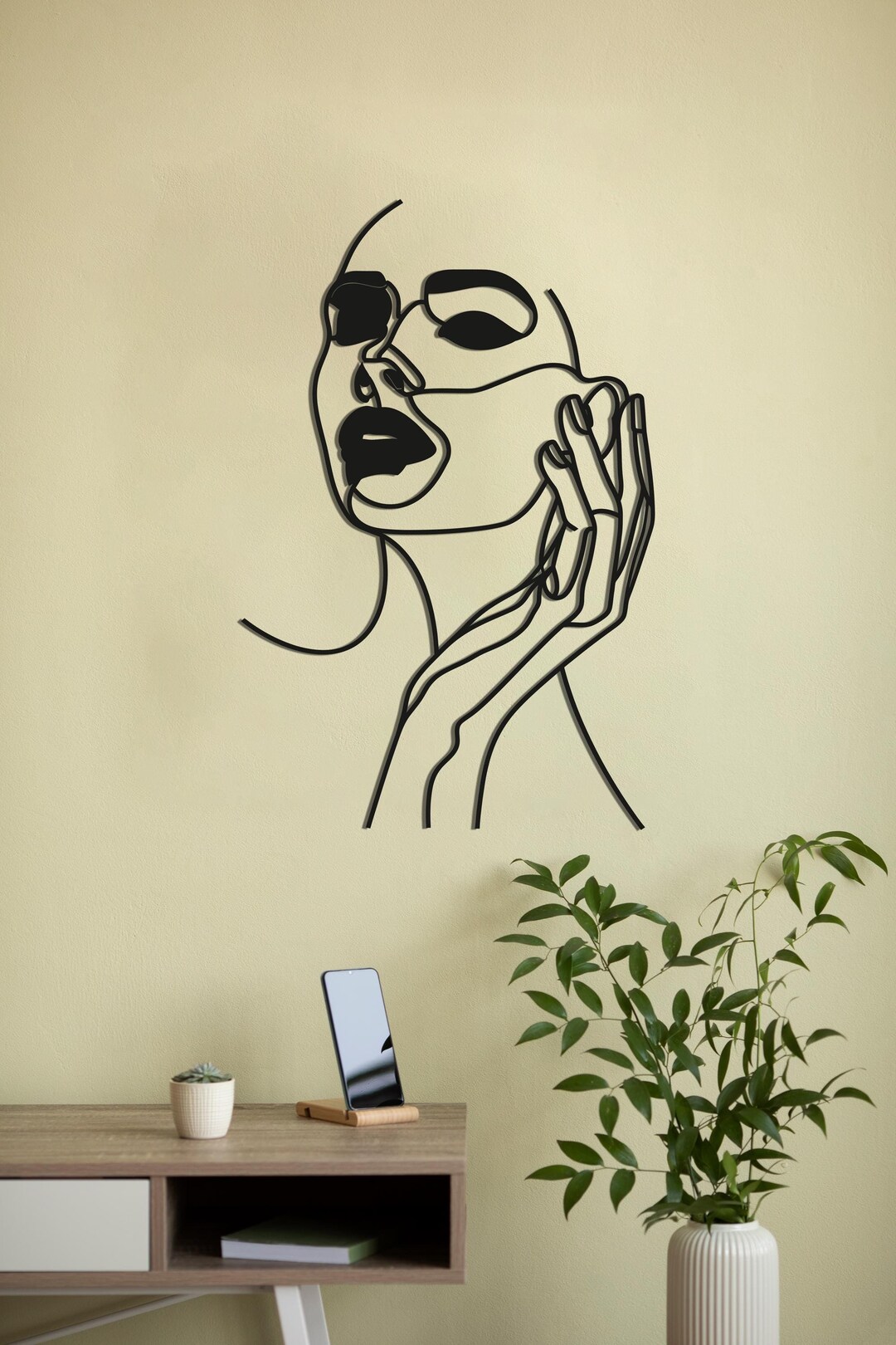 Modern Woman Face Metal Wall Art, Female Face Silhouette, Abstract ...