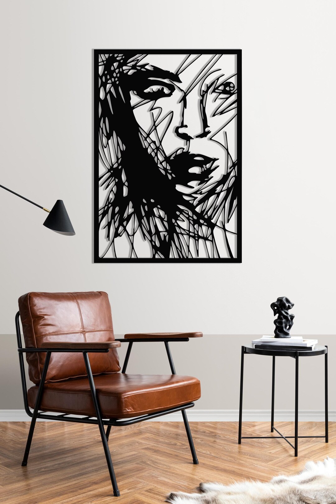 Woman Face Metal Wall Art, Metal Line Art, Abstract Woman Face, Modern ...