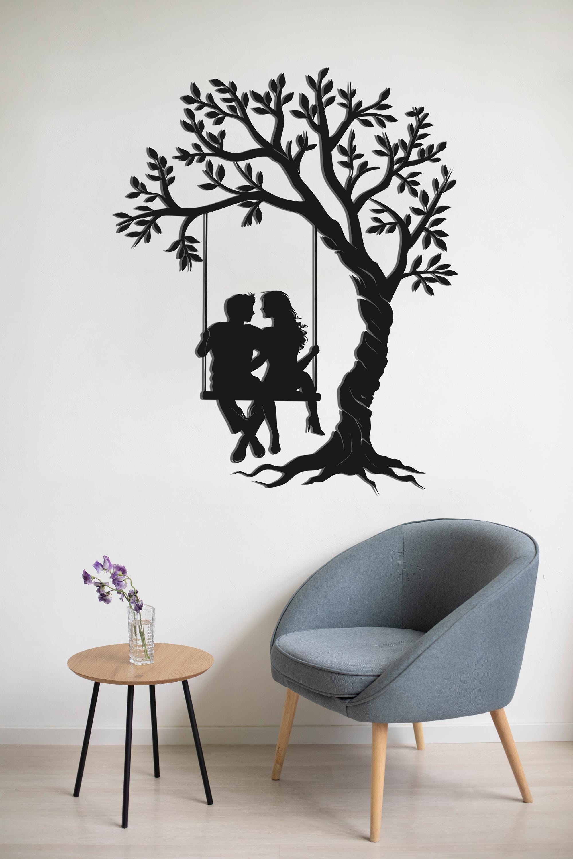 Tree of Love Metal Wall Art, Couple on Swing Christmas Tree Decor ...