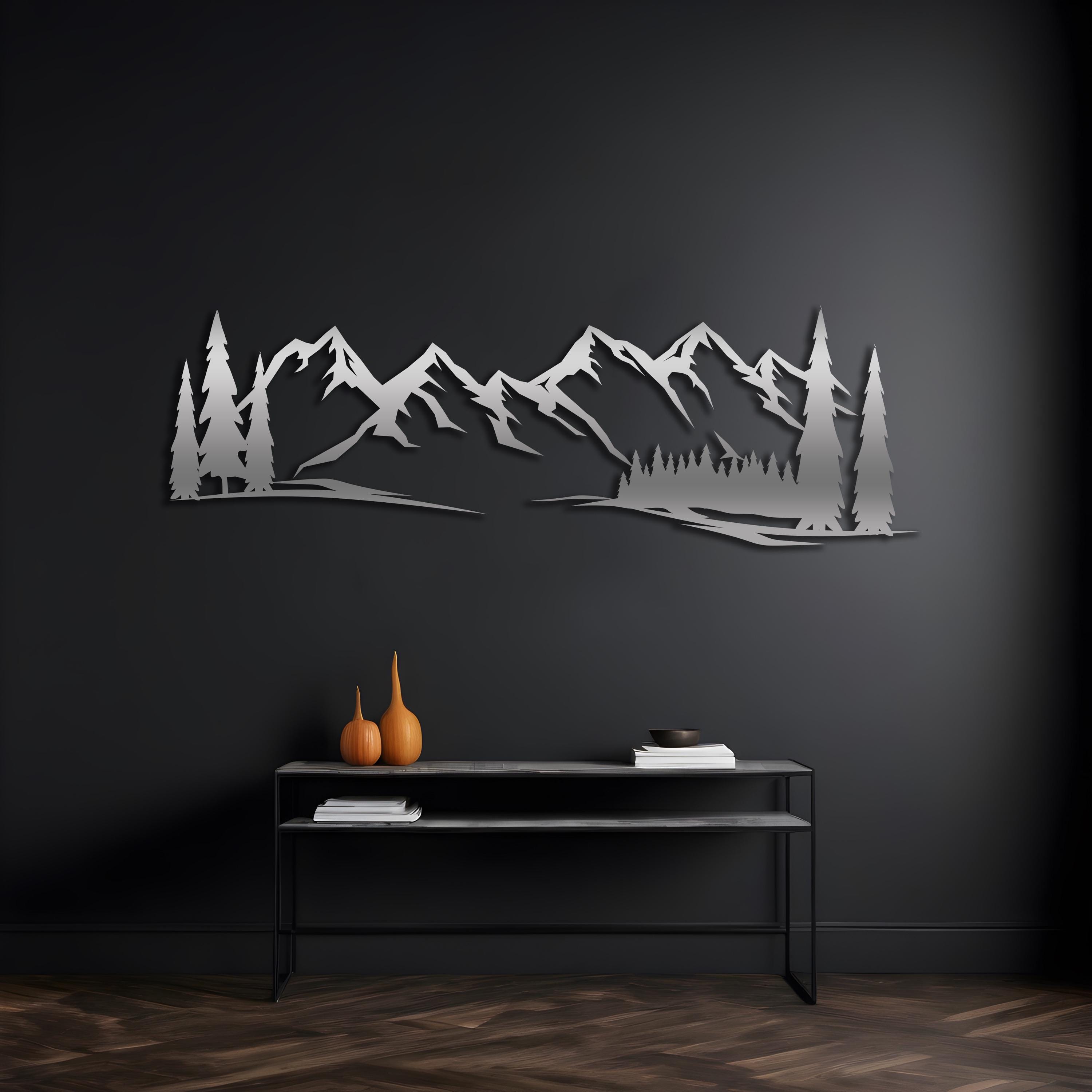 Mountain Metal Wall Decor, Modern Mountain Metal Art, Large Mountain ...