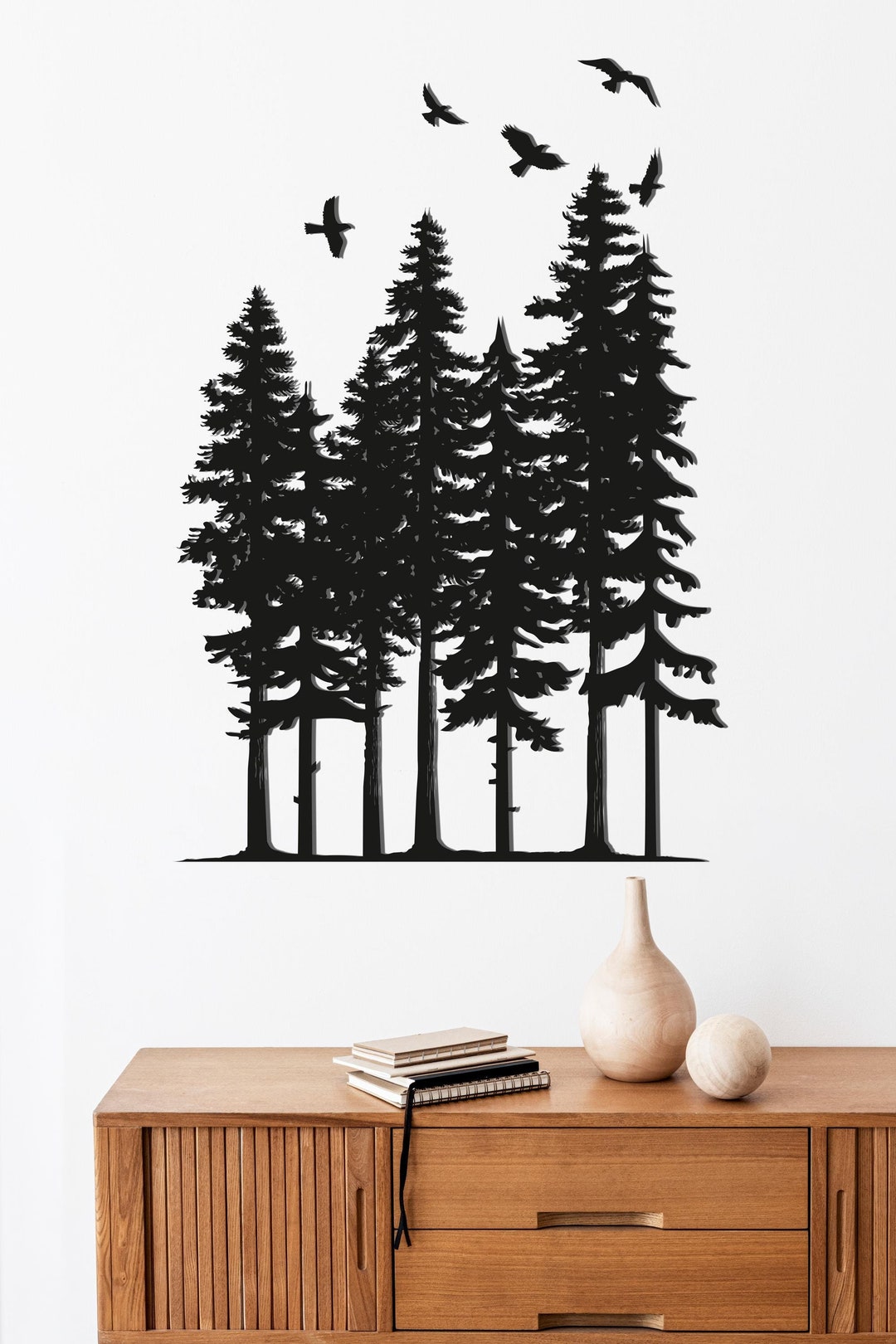 Large Metal Pine Tree Wall Decor, Mountain Forest Wall Art, Rustic ...