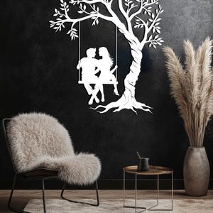 Tree of Love Metal Wall Art, Couple on Swing Christmas Tree Decor ...