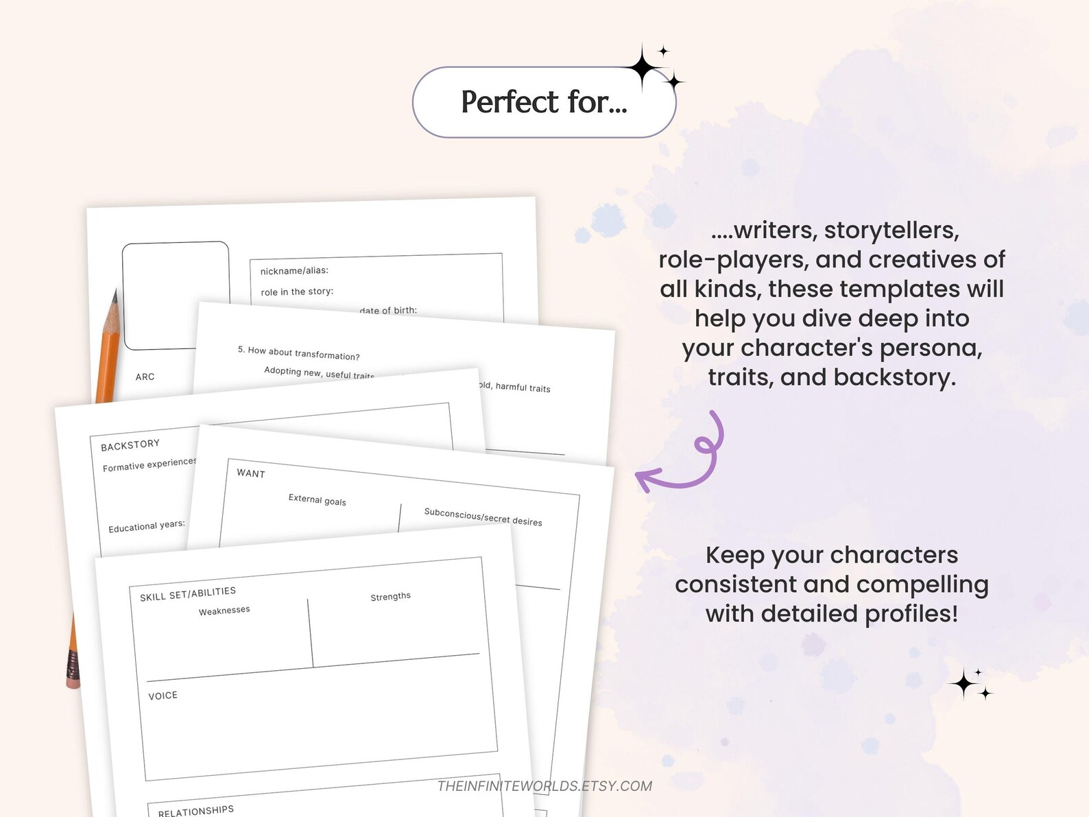 Character Profile Template Character Trait Planner Printable Digital ...