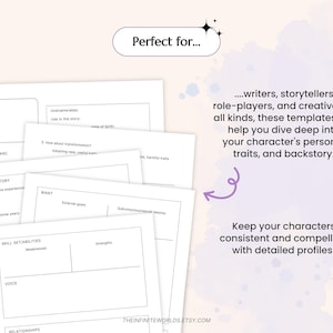 Character Profile Template Character Trait Planner Printable Digital ...