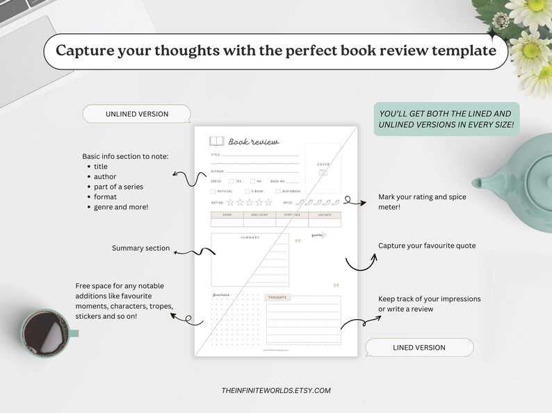 Book Review Template Reading Journal Book Review Page Book Club Review ...