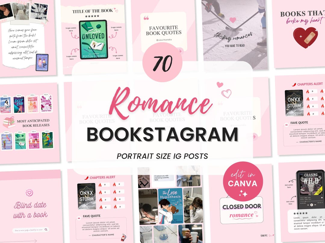 Bookstagram Book Instagram Template Pink Valentine Bookish Canva ...