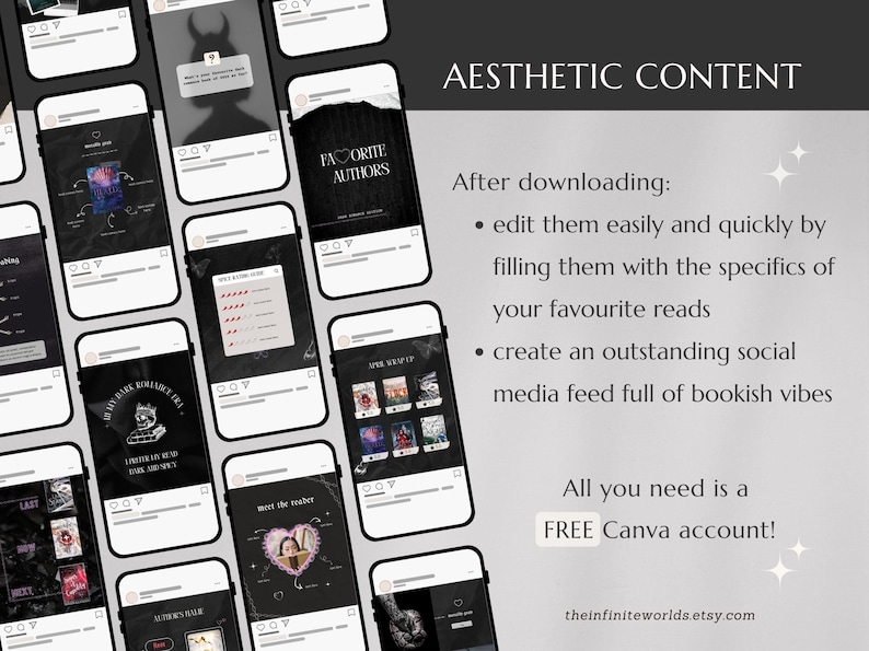 Dark Romance Bookstagram Template Bookish Instagram Canva Book Review ...