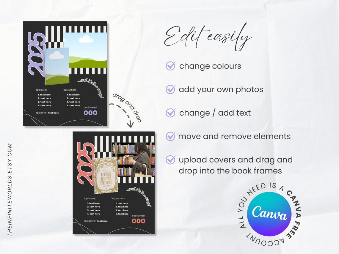 Bookstagram Spotify Wrapped Templates 2025 Yearly Recap Wrap up ...