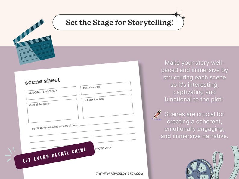 Scene Outline Worksheet Writer Author Novel Planner Worldbuilding Story ...