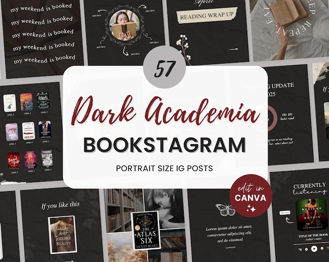 Bookstagram Dark Academia Bookish Instagram Template Book Review ...