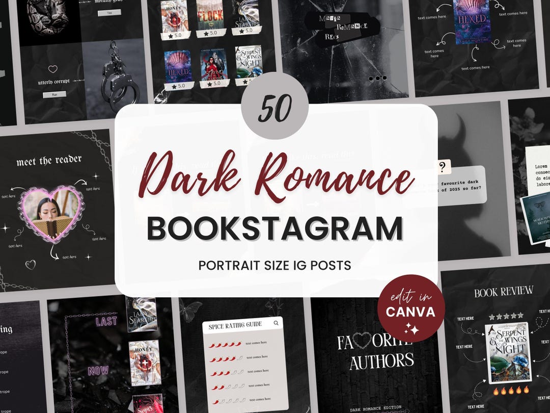 Dark Romance Bookstagram Template Bookish Instagram Canva Book Review ...