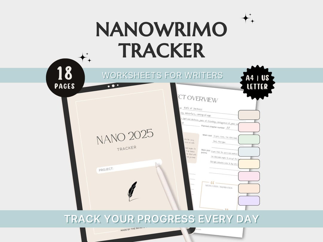 Nanowrimo Tracker Novel Planner Templates Word Count Tracker Writing ...