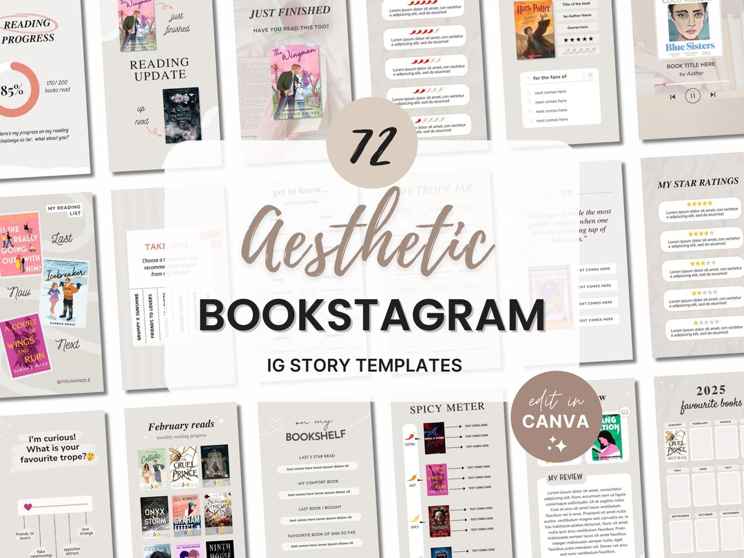 Bookstagram Story Template Bookish Instagram Editable Bookstagram Canva ...