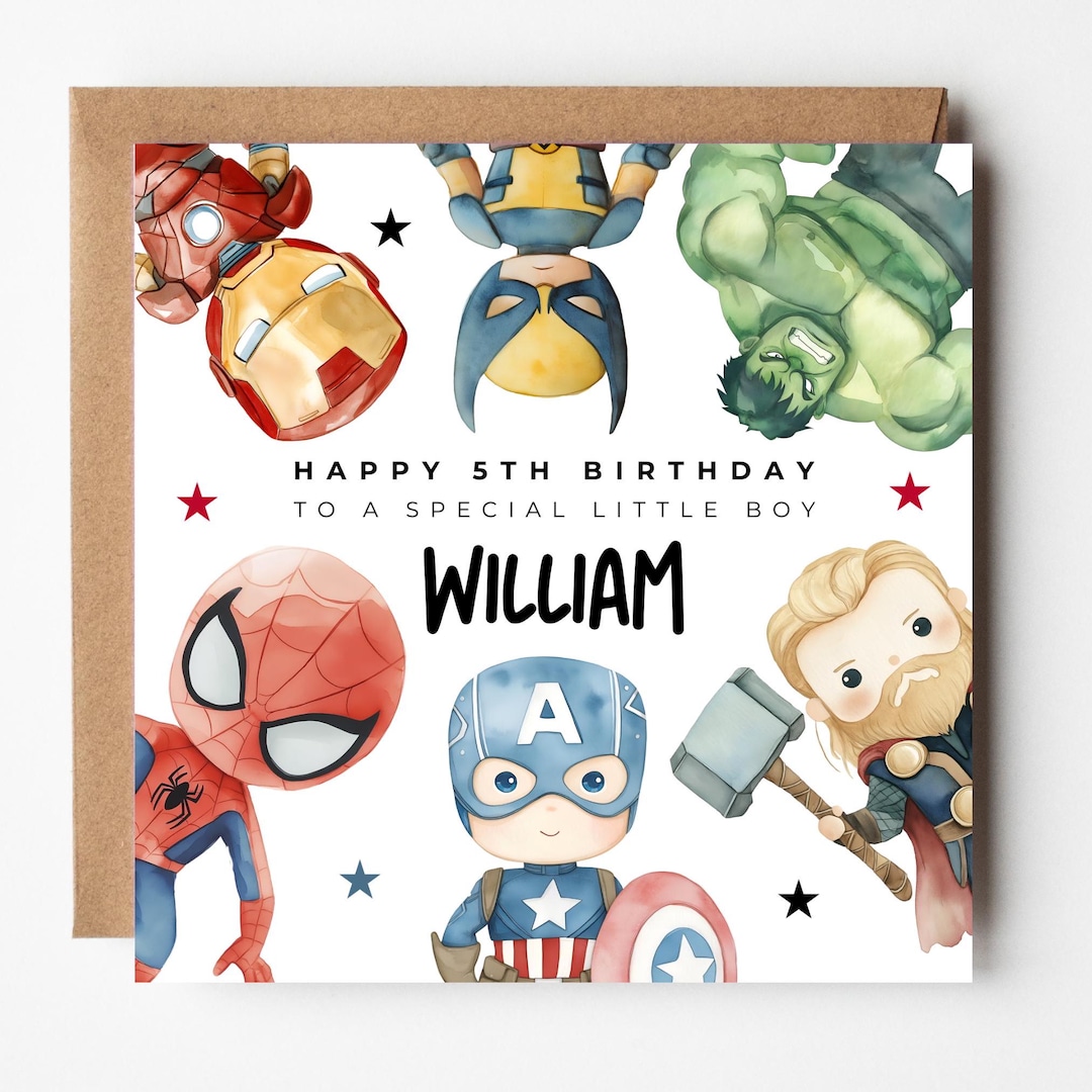 Personalised Superhero Marvel Birthday Card | Kids Hero Theme | #13g ...