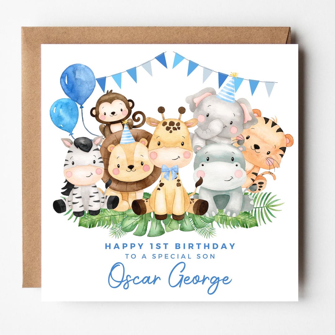 Personalised Safari Jungle Birthday Card | 1st 2nd 3rd 4th Safari ...