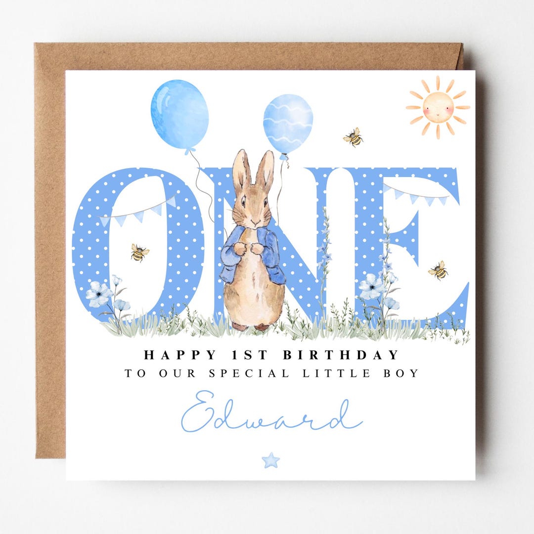 Personalised Peter Rabbit Birthday Card 1st 2nd 3rd 4th Birthday Card ...