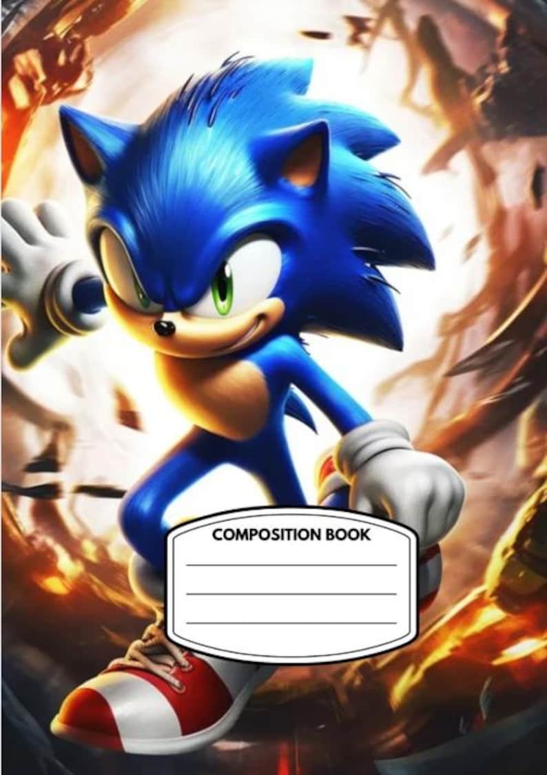 Sonic Inspired Composition Notebook Cover Digital Download Canva ...