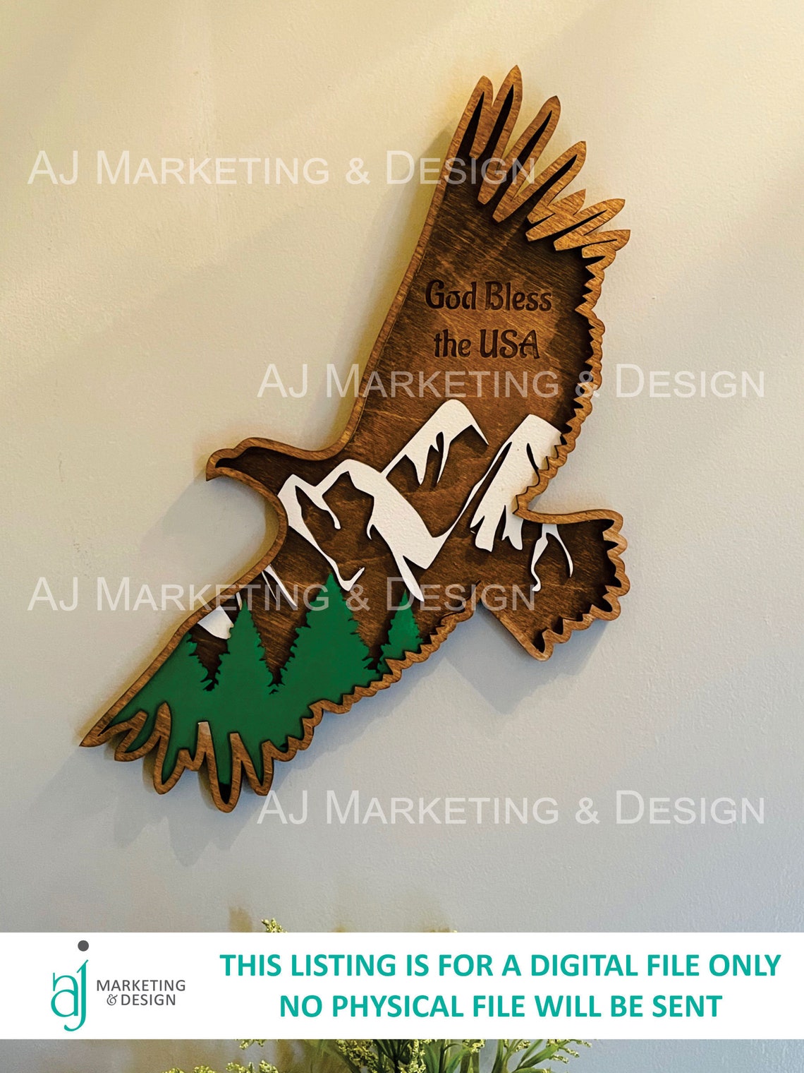 DIGITAL FILE Layered Flying Eagle Wood Cutout Laser Cut | Etsy