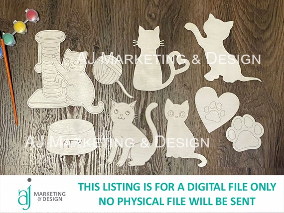 DIGITAL FILE Paint Your Cat Glowforge Omtech Digital - Etsy