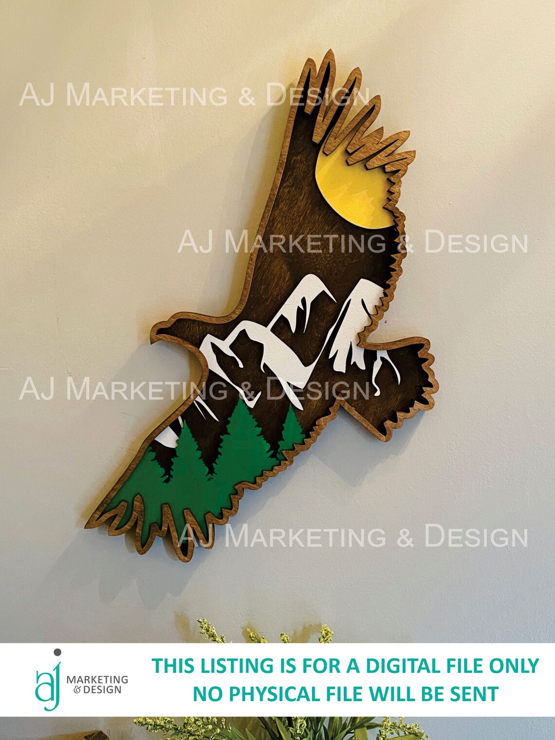 Layered Flying Eagle Wood Cutout | Laser Cut File (SVG, PDF, DXF) - Etsy