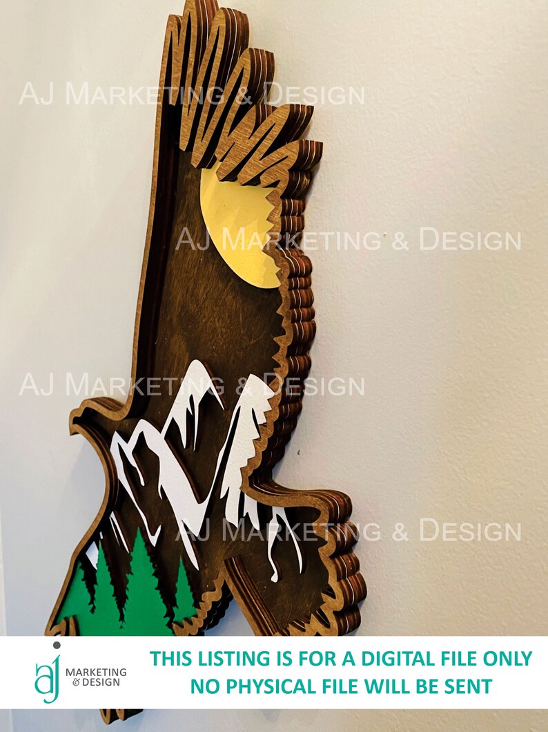 Layered Flying Eagle Wood Cutout | Laser Cut File (SVG, PDF, DXF) - Etsy
