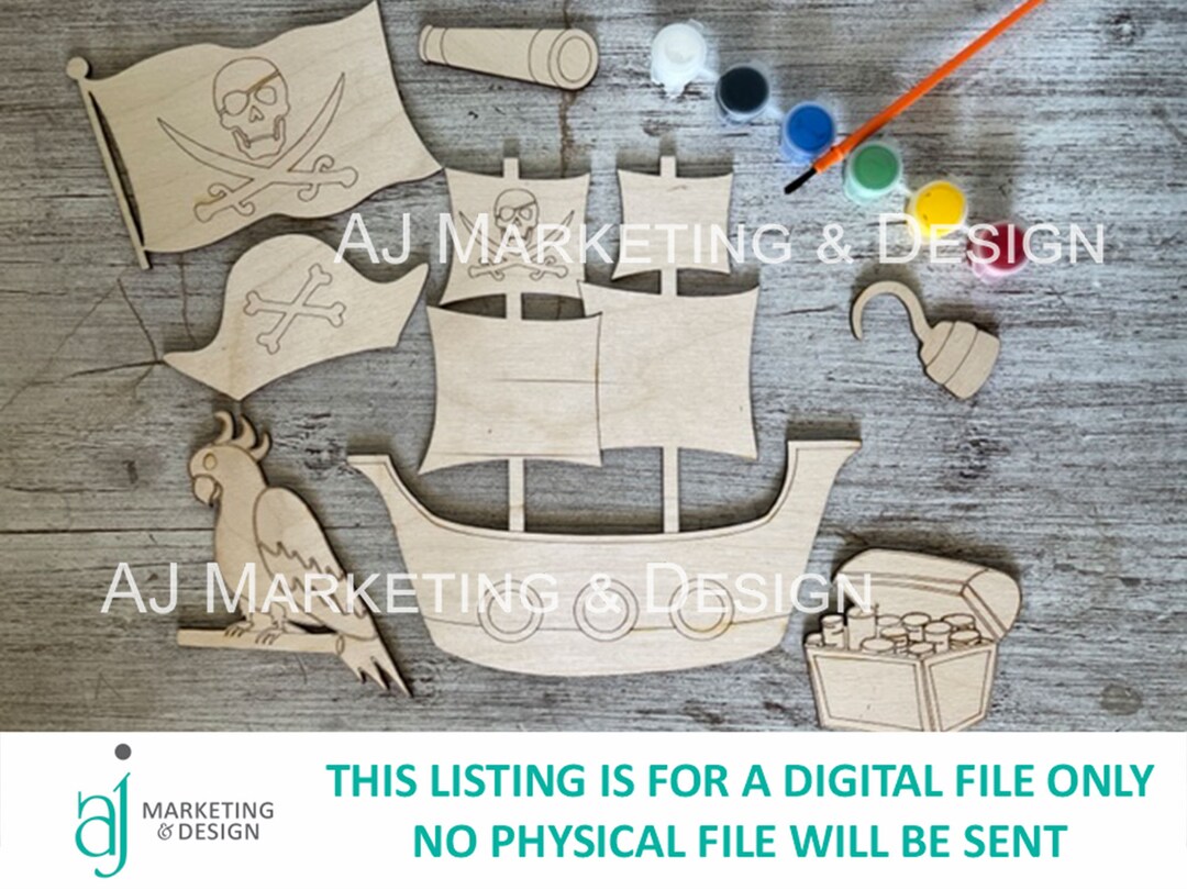 DIGITAL FILE Paint Your Own Pirate Kit | Glowforge | Omtech | Digital ...