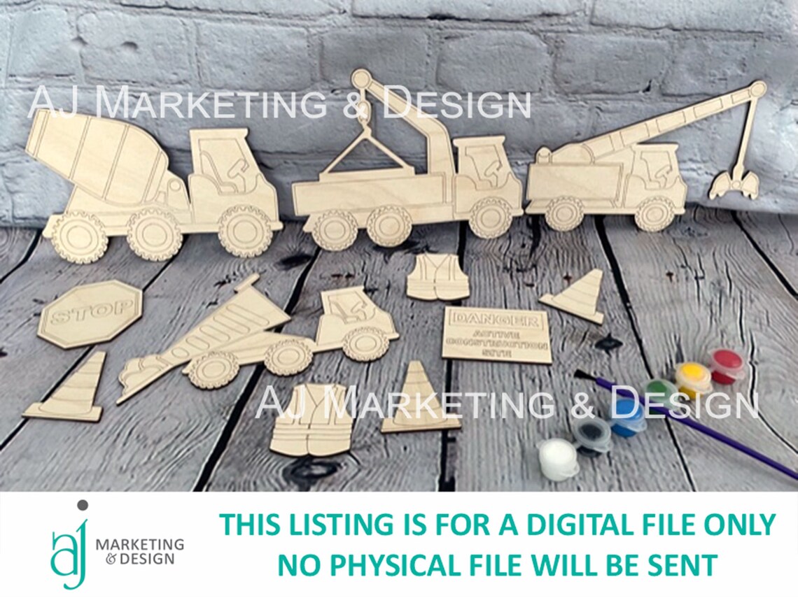 DIGITAL FILE Paint Your Own Construction Kit Glowforge - Etsy