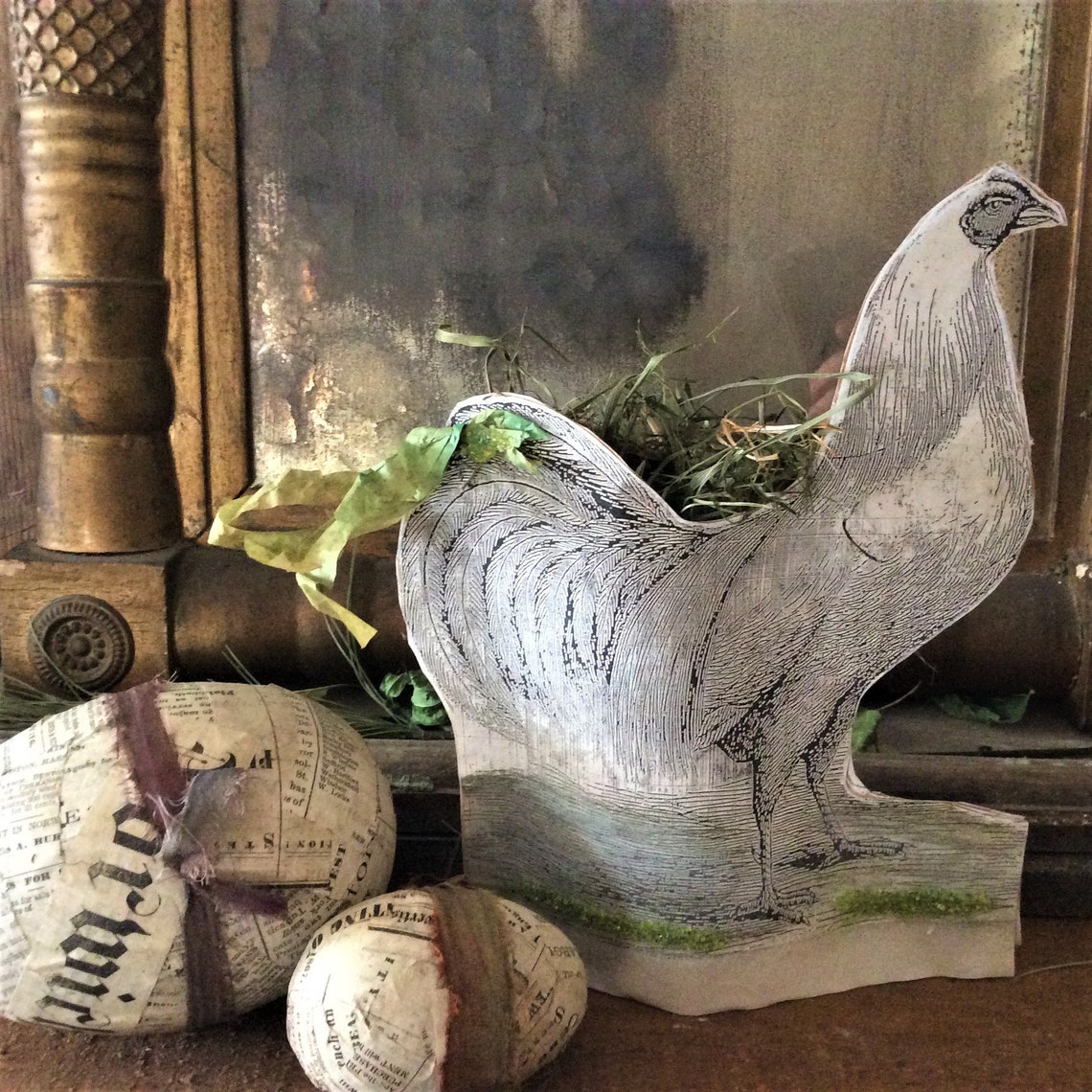 Rooster Chicken Basket PDF Downloadable Easter - Etsy