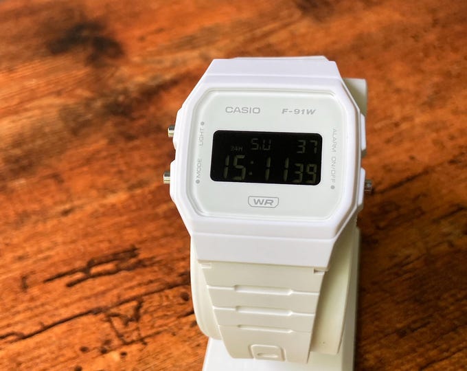 White Casio F91W Custom | Negative Display Digital Watch | Lumed ...