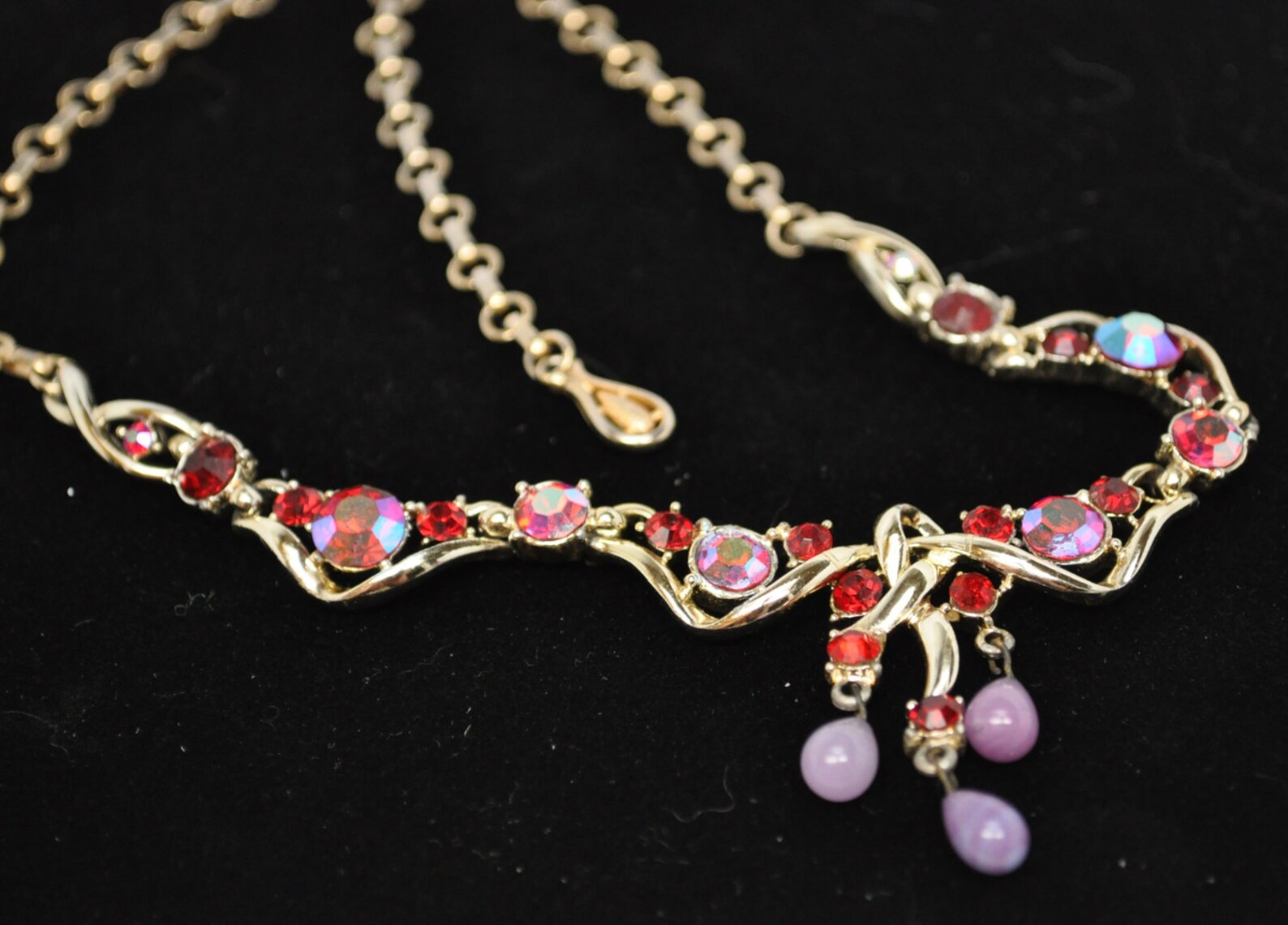 Vintage Signed CORO Siam AB Siam and Lavender Goldtone Choker - Etsy