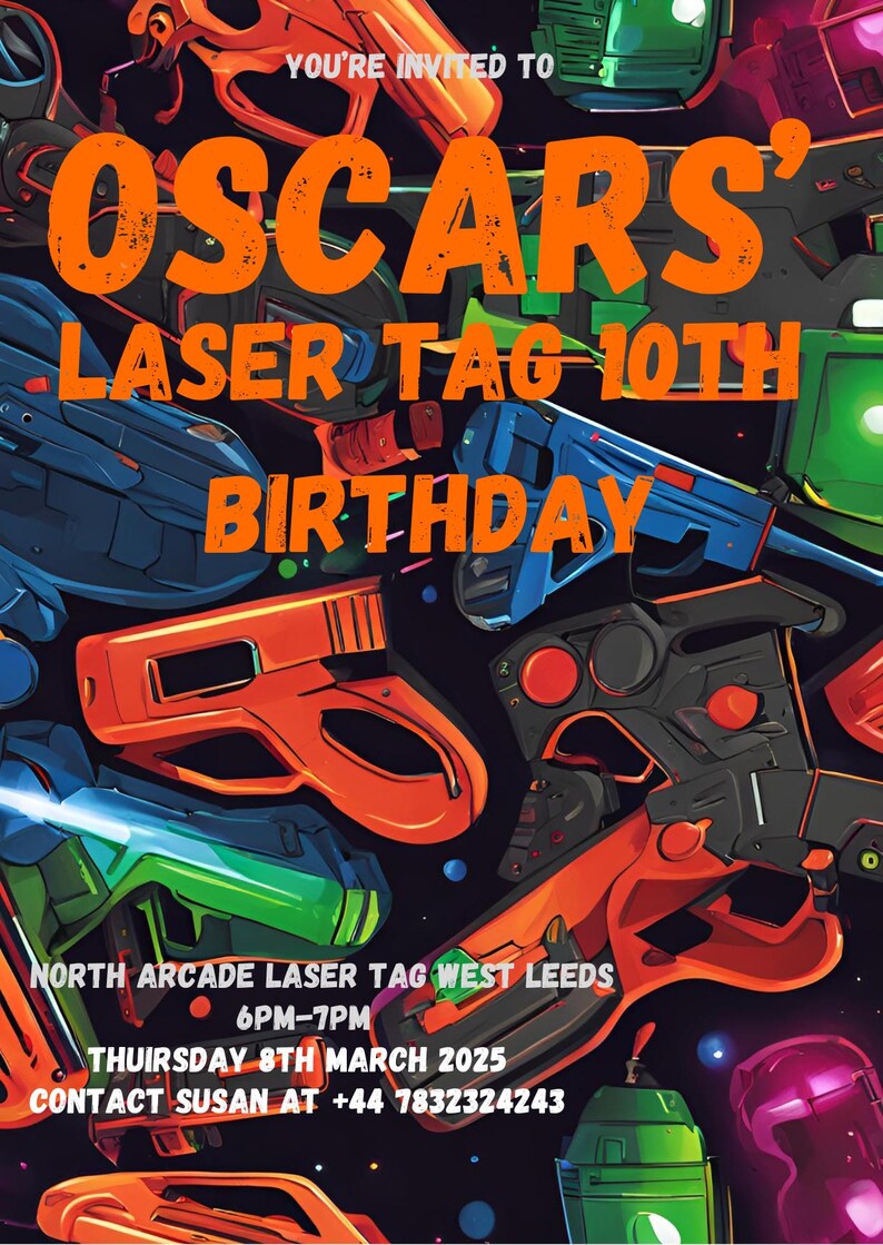 Laser Tag Birthday Party Invitation - Etsy