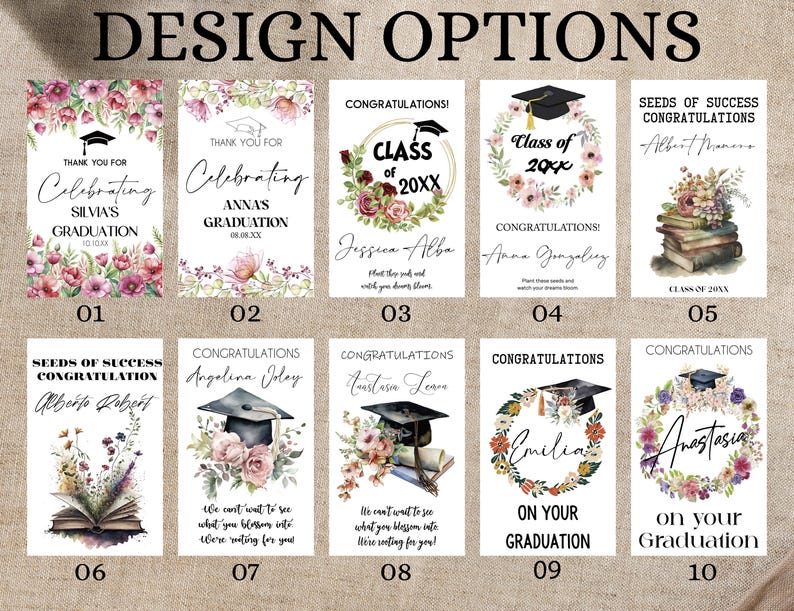 Custom Graduation Wildflower Seed Packets/seeds of Success Envelopes ...
