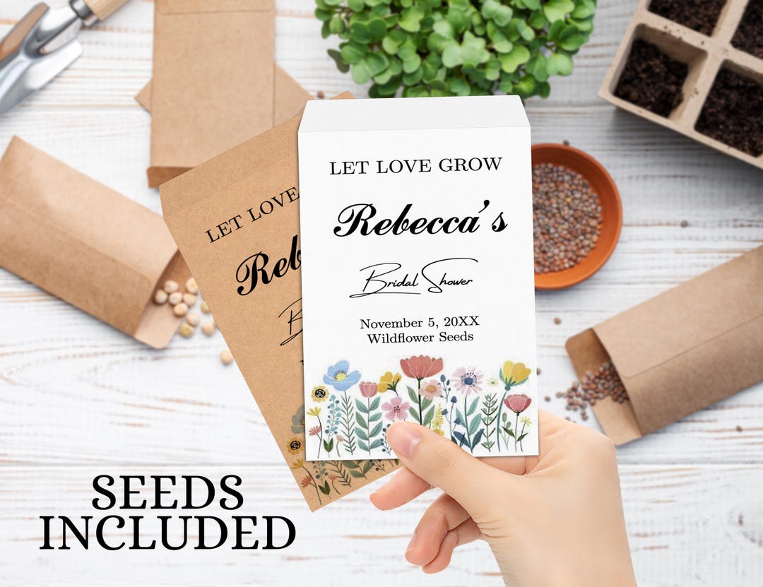 Let Love Grow Bridal Shower Seed Packets, Wedding Seed Packets for ...