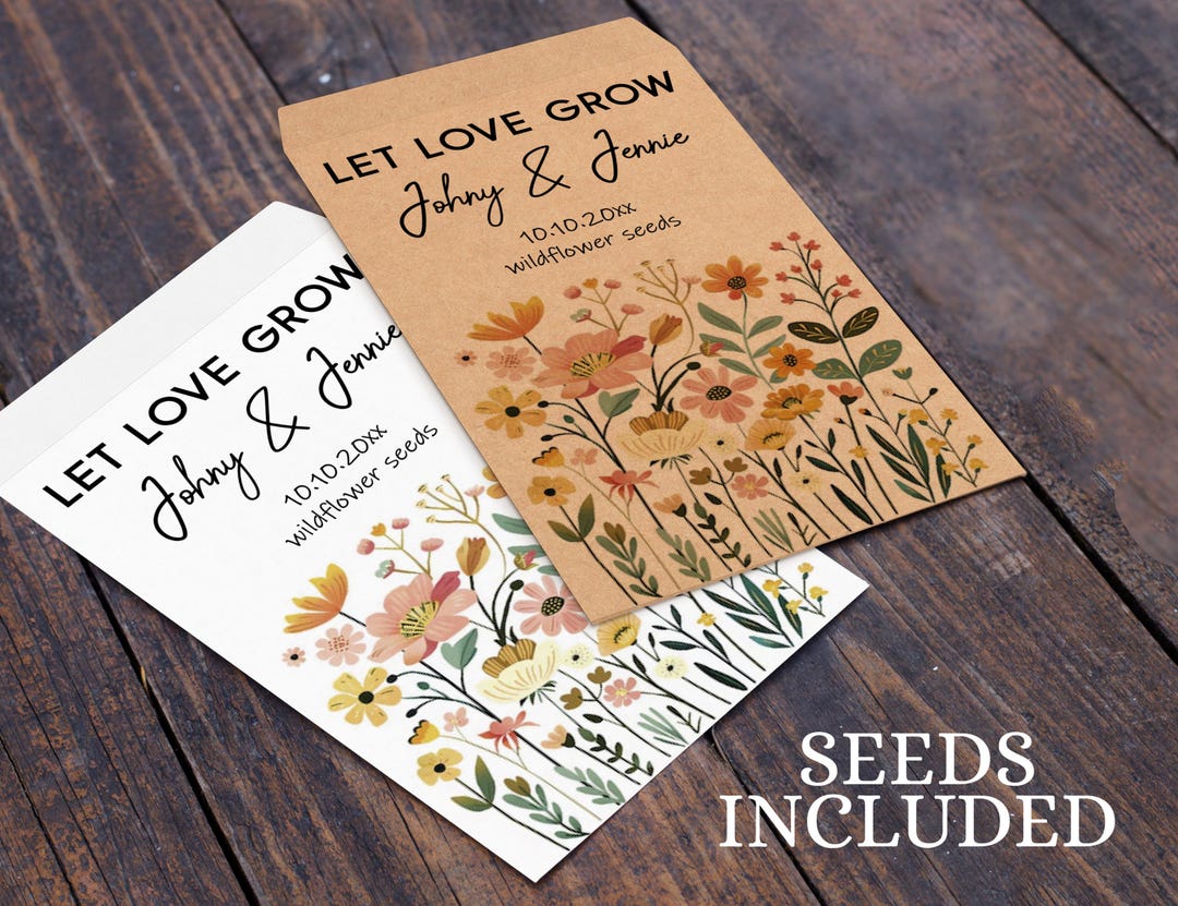 Wildflower Seed Packet Wedding Favors, Personalized Bridal Shower Seed ...