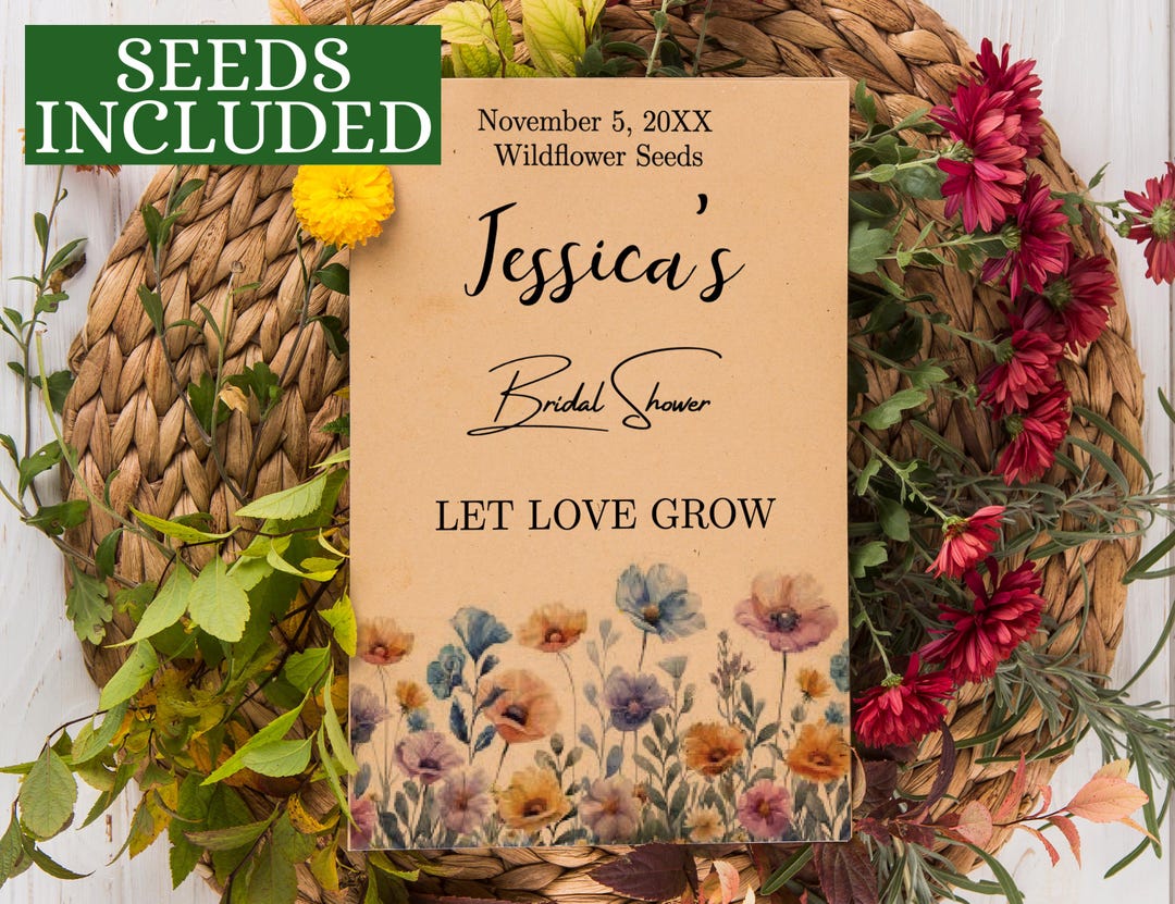 Bulk Bridal Shower Seed Packet Favors, Let Love Grow Seed Favors ...