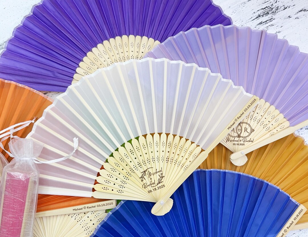 Bulk Wedding Fabric Hand Fans/rustic Wedding Favors/custom Folding Fans ...