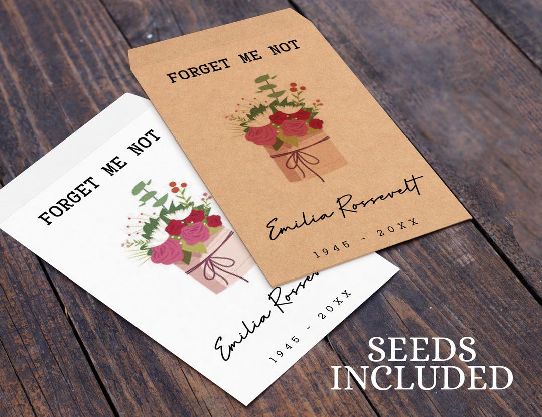 BULK CUSTOM Forget-me-not Seed Packets, Memorial Seed Packets for ...