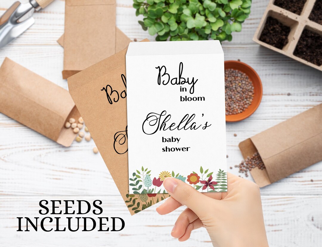 Personalized Seed Packet Baby Shower Favors, Baby in Bloom Seed ...