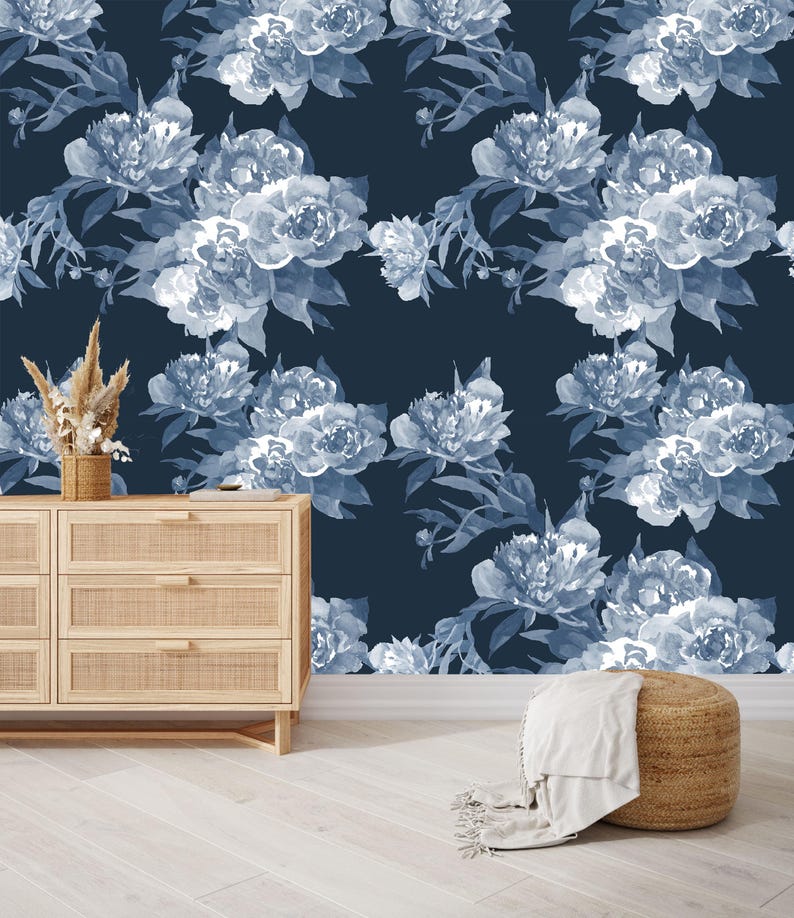 Flower,blue , Wall Design, Interior Design, White , Living Room ...