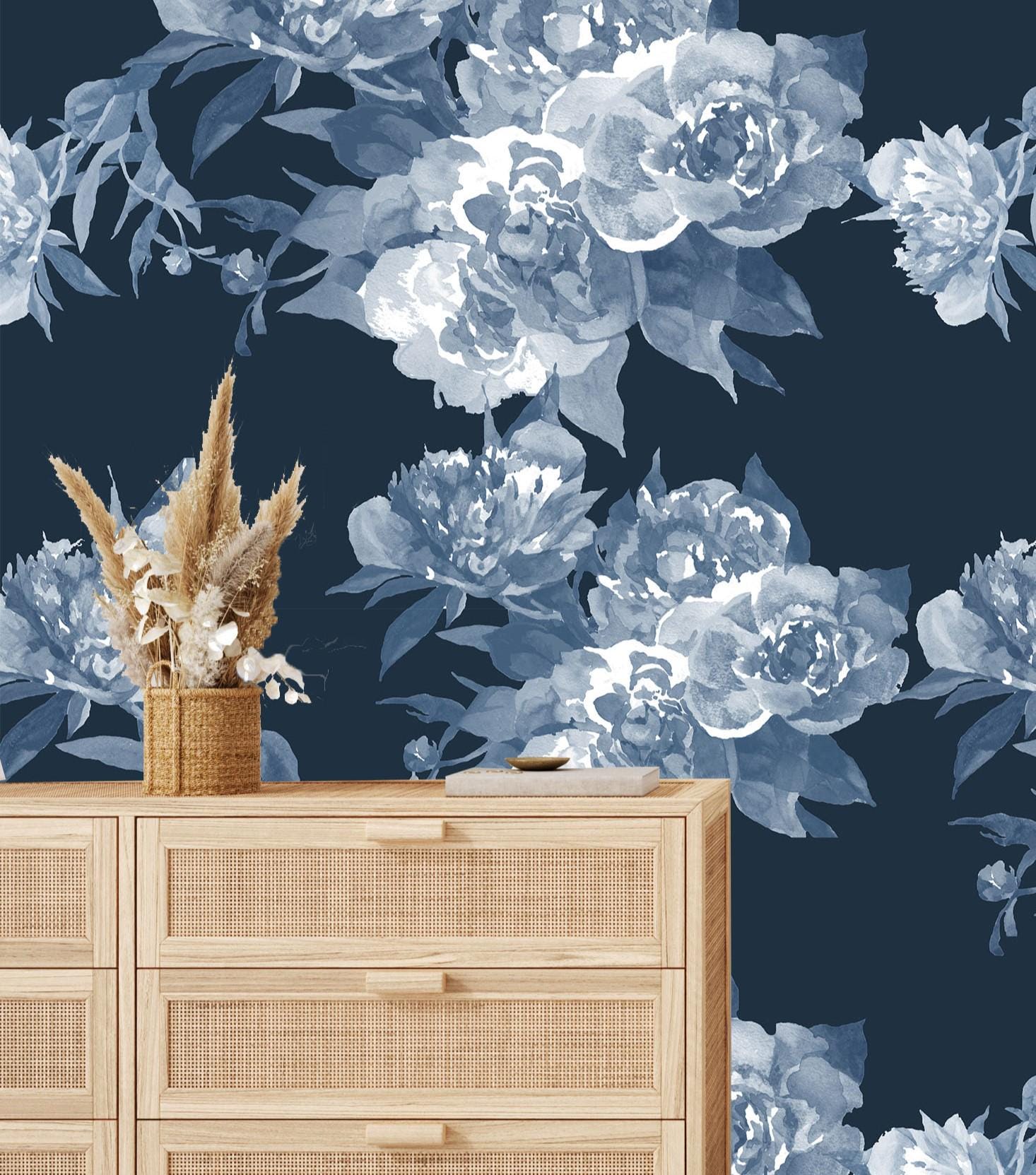 Flower,blue , Wall Design, Interior Design, White , Living Room ...