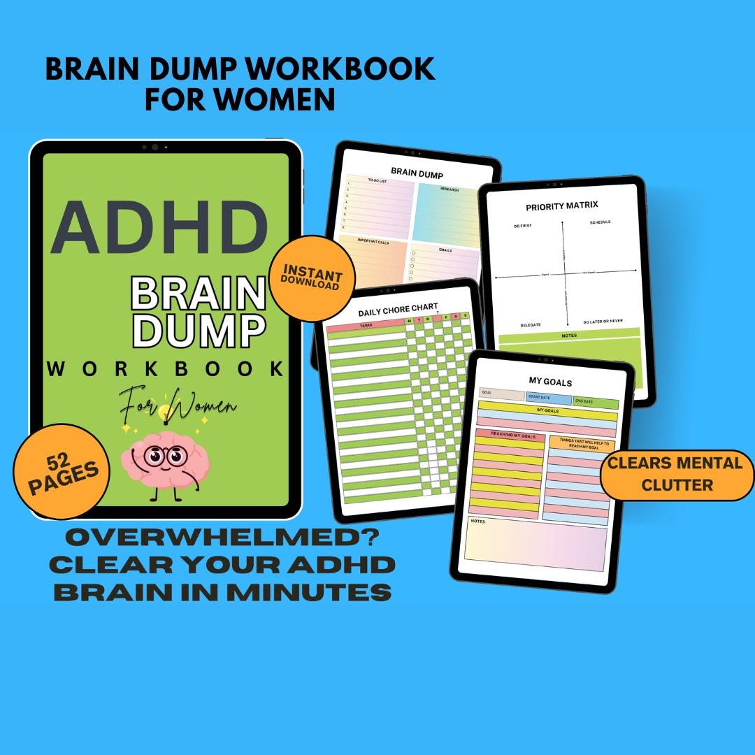 Brain Dump Printable for ADHD Women | Mental Clarity Workbook ...