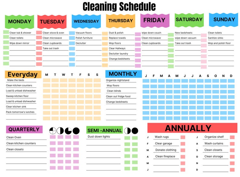 EDITABLE Cleaning Planner, Cleaning Checklist, Schedule, ADHD Cleaning ...