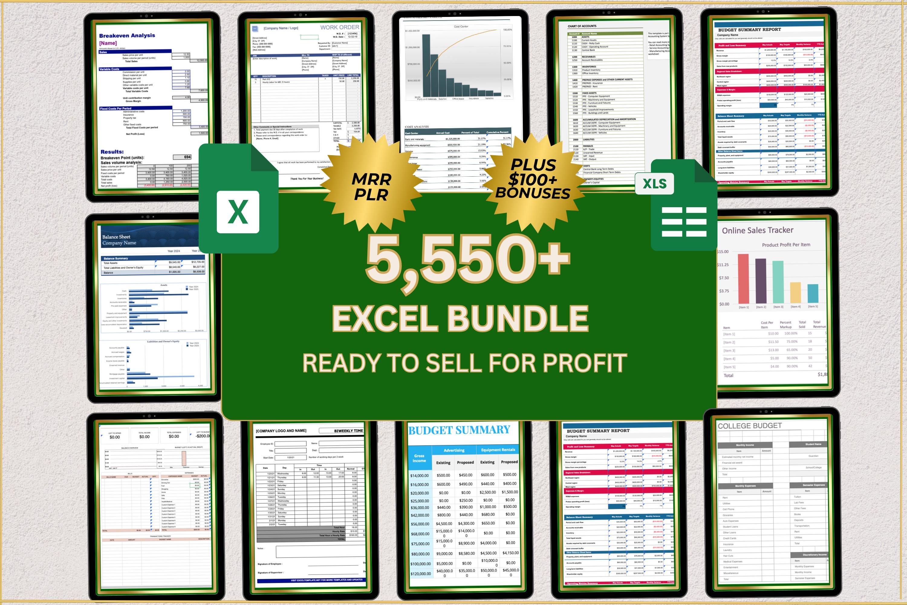 5550+ Excel Templates: PLR MRR Reseller Spreadsheet Bundle (digital ...