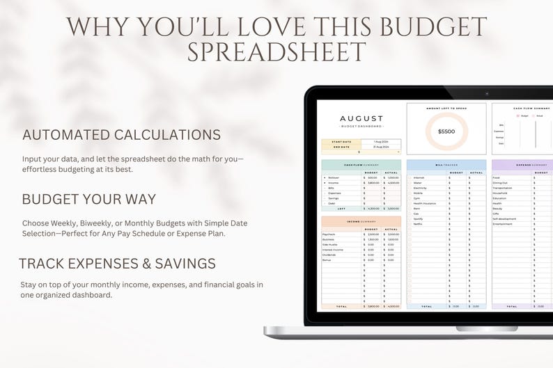 Budget Spreadsheet Google Sheets | Bill Calendar Paycheck Tracker ...